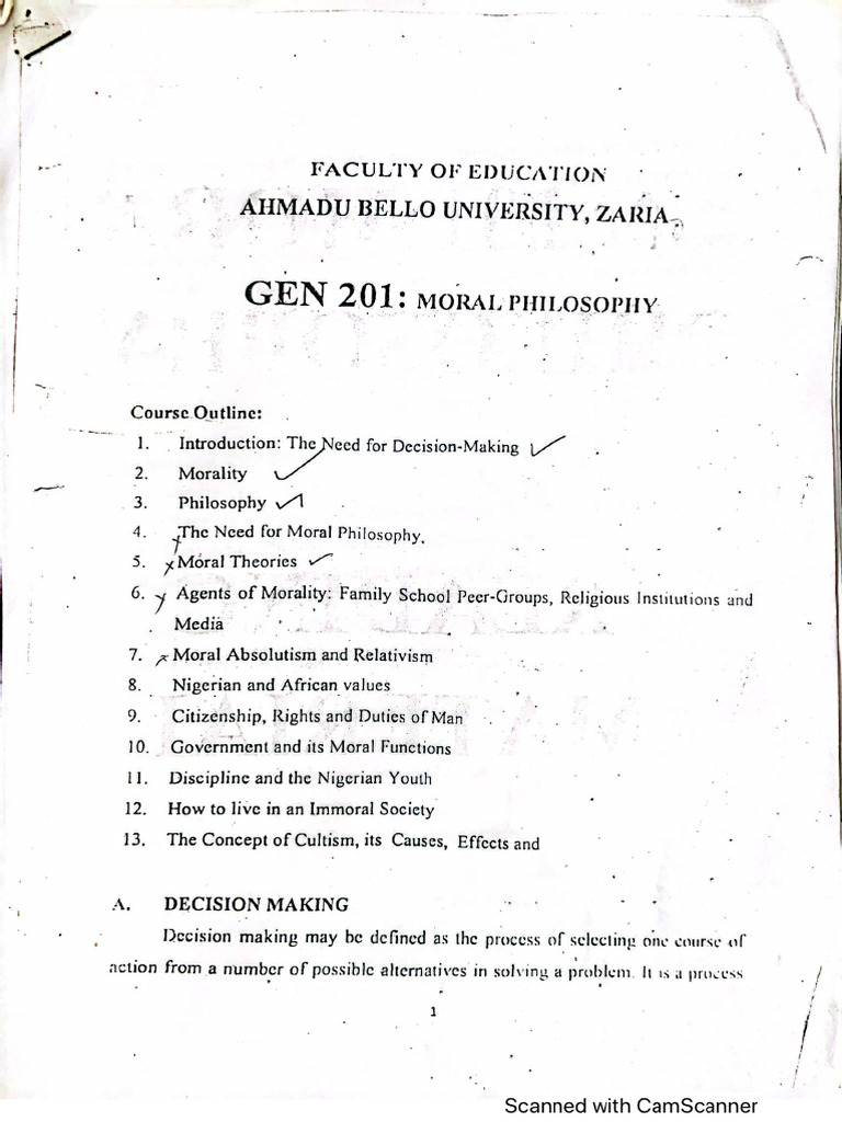 Gens - 201 - Moral Philosophy | PDF