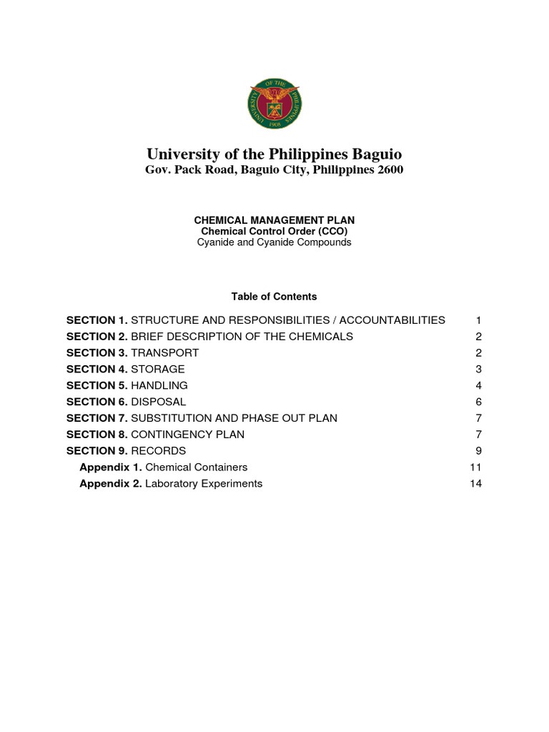 Chemical Management Plan | PDF | Proteins | Protein Purification