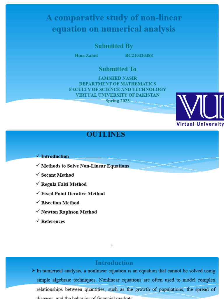 Non Linear Equations On Numerical Analysis Pdf Equations