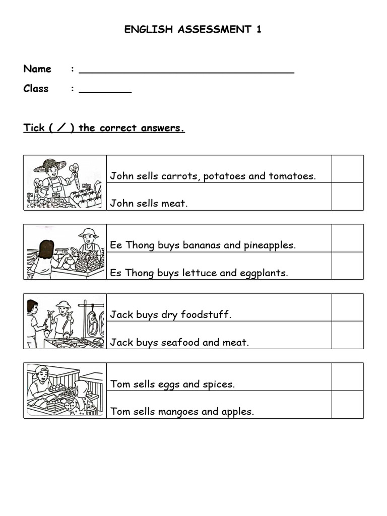 English Assessment Worksheet for Students | PDF | Language Arts ...