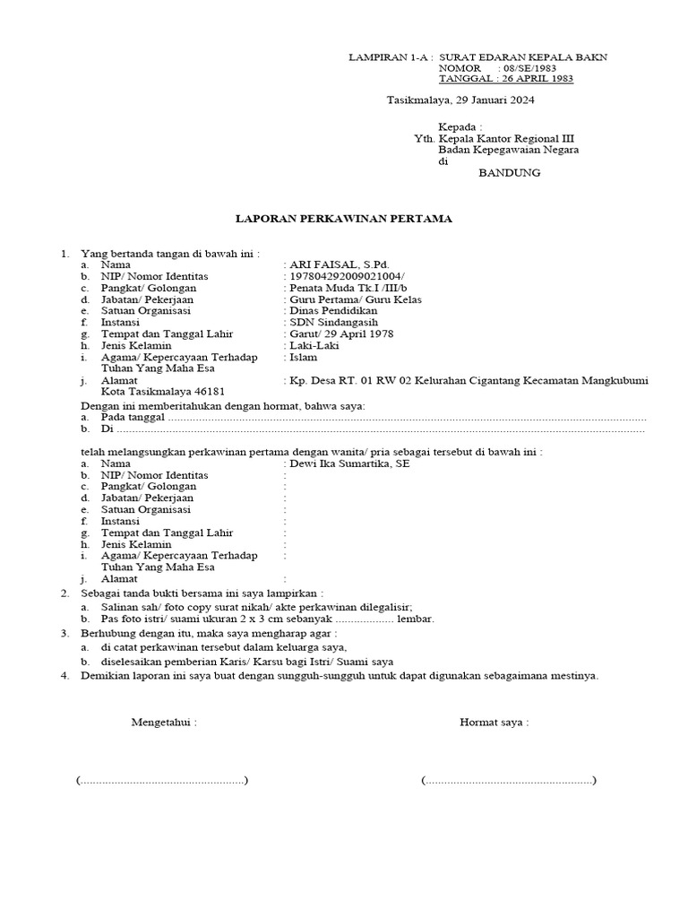 Lampiran Ajuan Karpeg Karis Dan Karsu | PDF