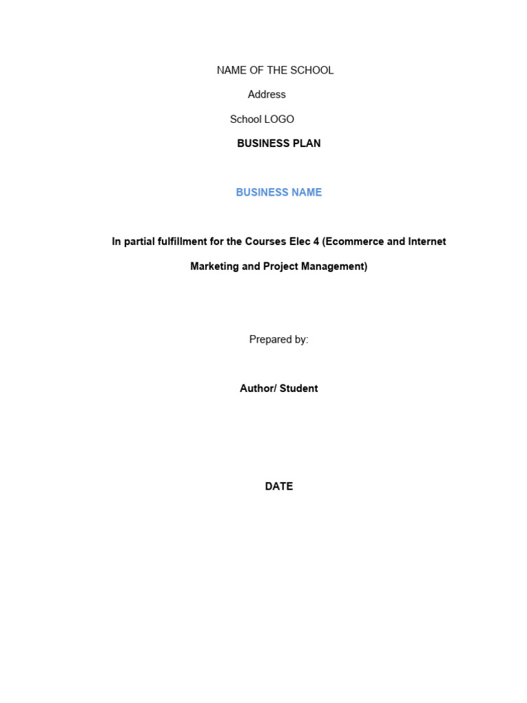 Business Plan Standard Format | PDF | Goal | Marketing Business Plan Standard Format | PDF | Goal | Marketing