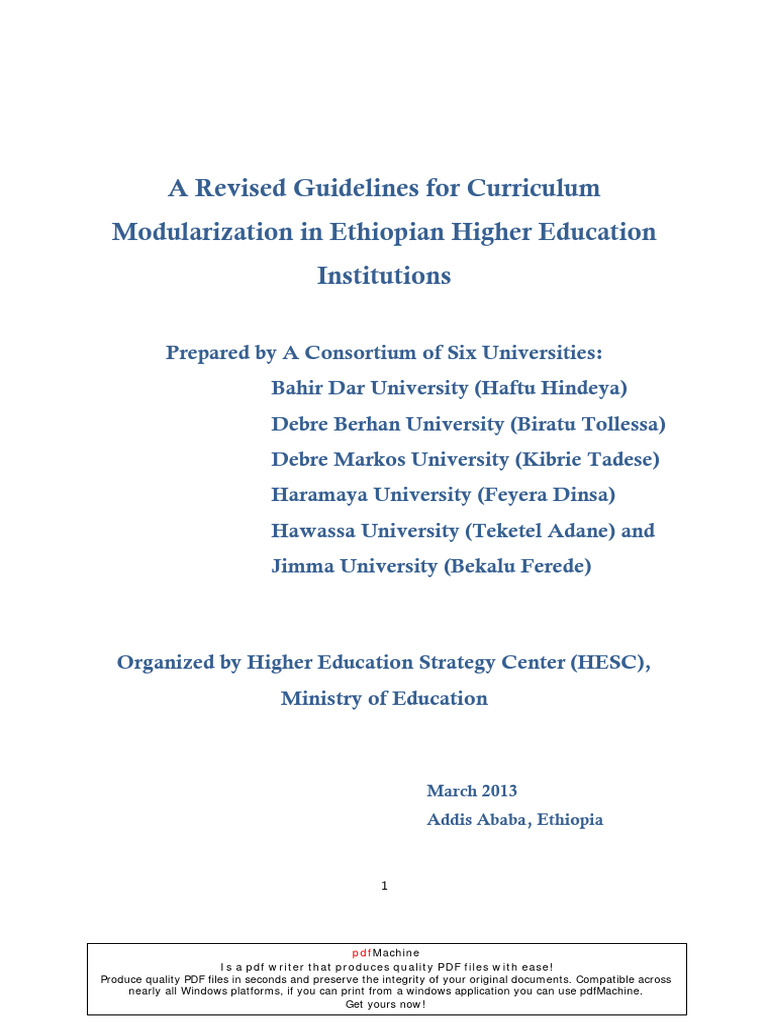A Revised Guideline For Curriculum Modularization in EHIs March 2013 ...