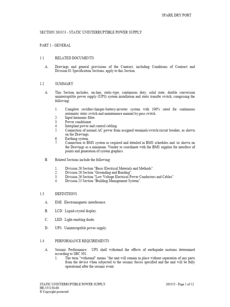 Static Uninterruptible Power Supply | PDF | Electronics | Electronic ...