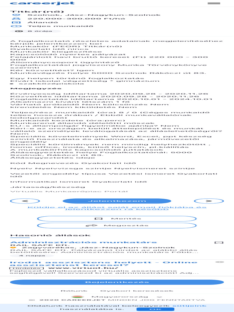 Titkár Nő Szolnok4 Careerjet | PDF