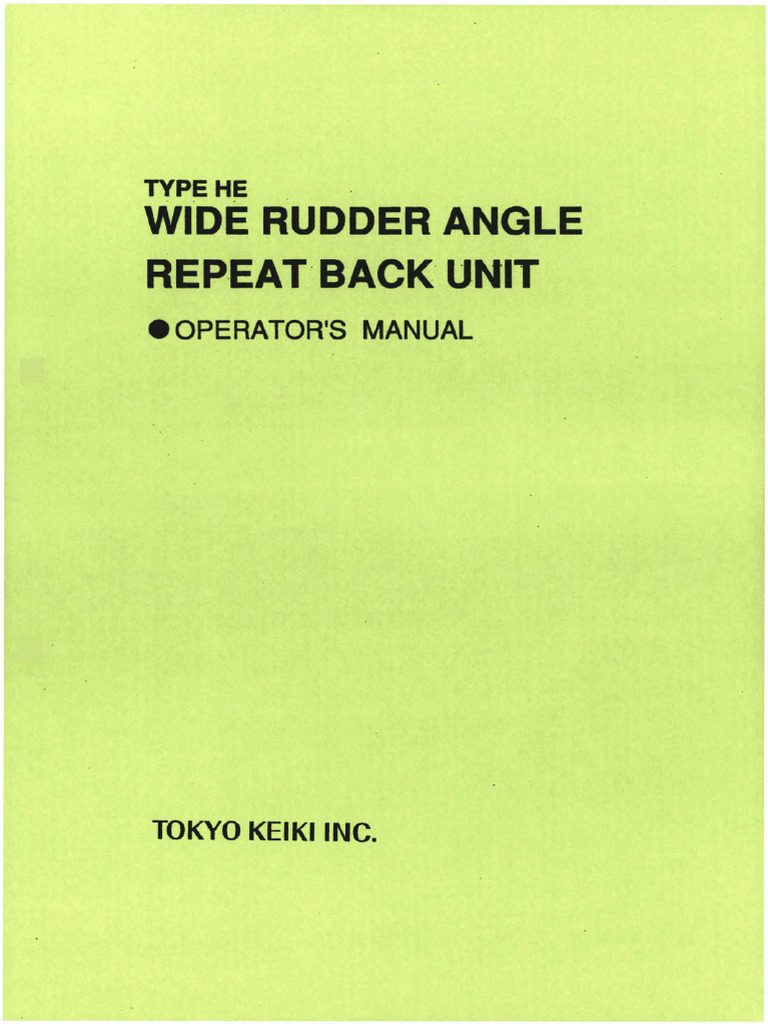 Type He Wide Rudder Angle Repeat Back Unit Operator's Manual | PDF ...