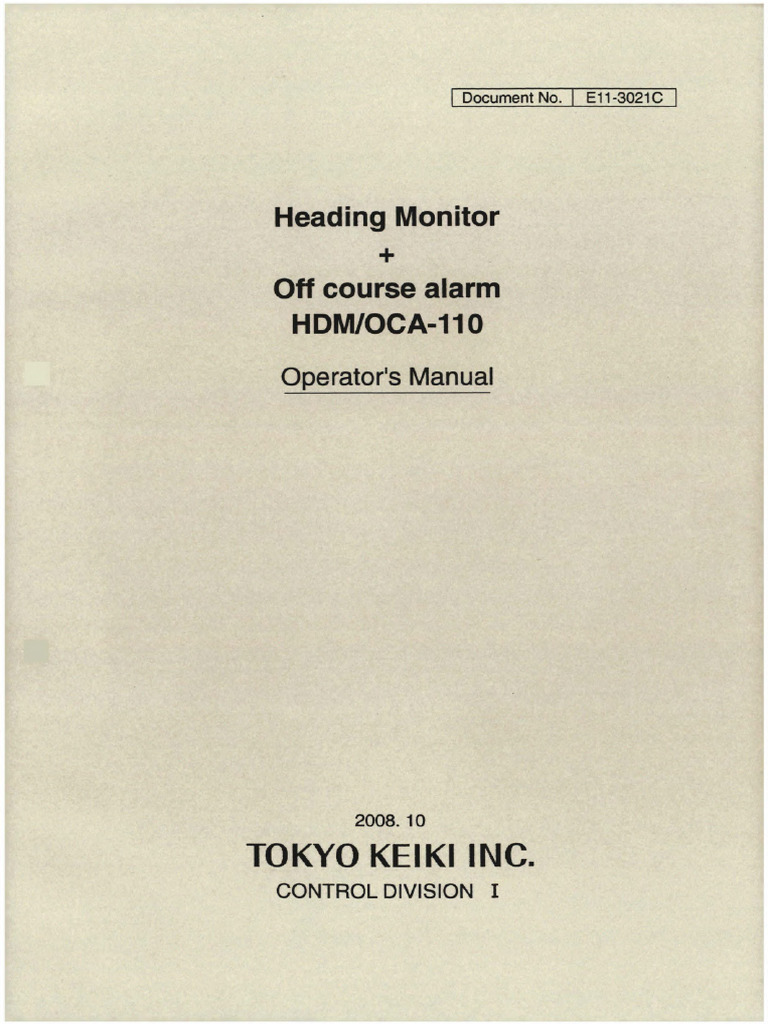 Heading Monitor - Off Course Alar - HDM - Oca-110 - Operator's Manual ...