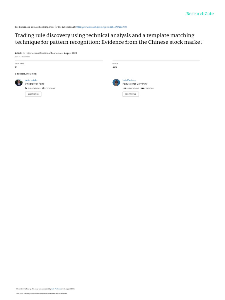 Trading Rule Discovery Using Technical Analysis and A Template Matching Technique For Pattern ...