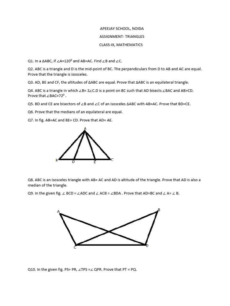 Assignment On Triangles | PDF
