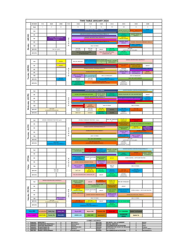 Architectural Design Course Timetable 2024 | PDF | The Arts | Science