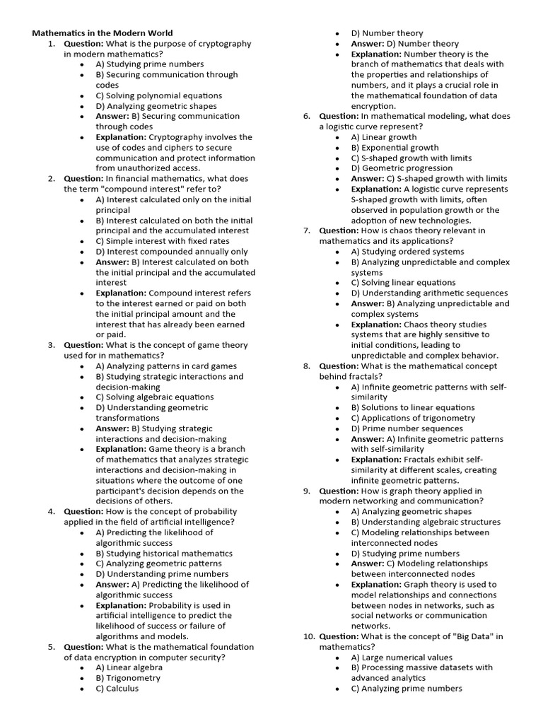 Pre-Test (GE Math) With Answers and Explanations | PDF | Triangle ...