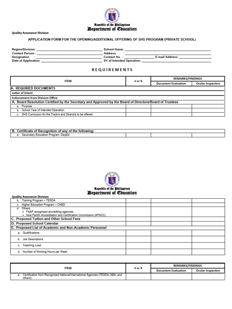 SHS Program Application Guidelines | PDF