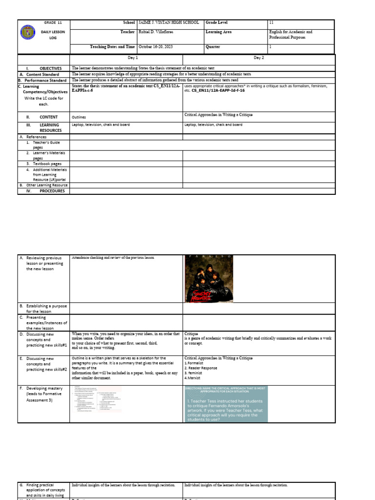 Dll-Eapp 3RD Week | Download Free PDF | Learning | Teachers