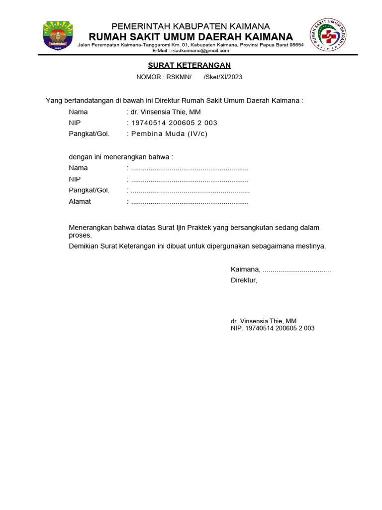 Surat Keterangan Pengurusan Sip | PDF