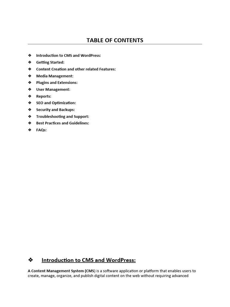 CMS Document | Download Free PDF | Word Press | Websites