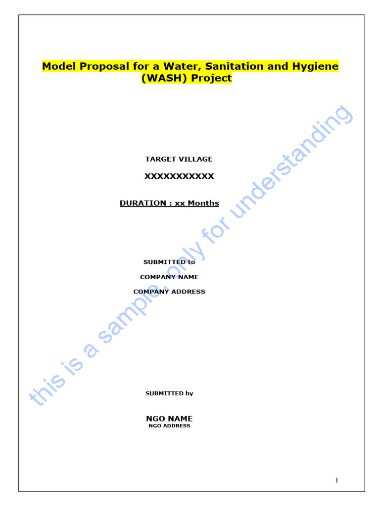 WASH Project Proposal Template | PDF | Sanitation | Wash