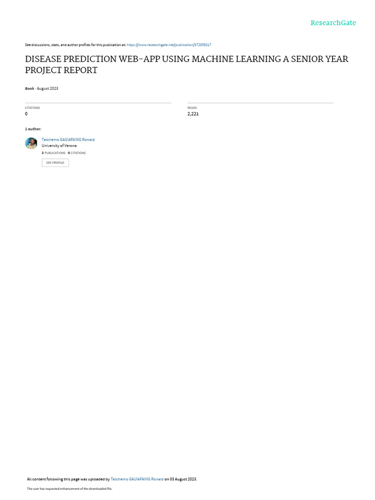 Disease Prediction Using ML | PDF | Machine Learning | Support Vector Machine