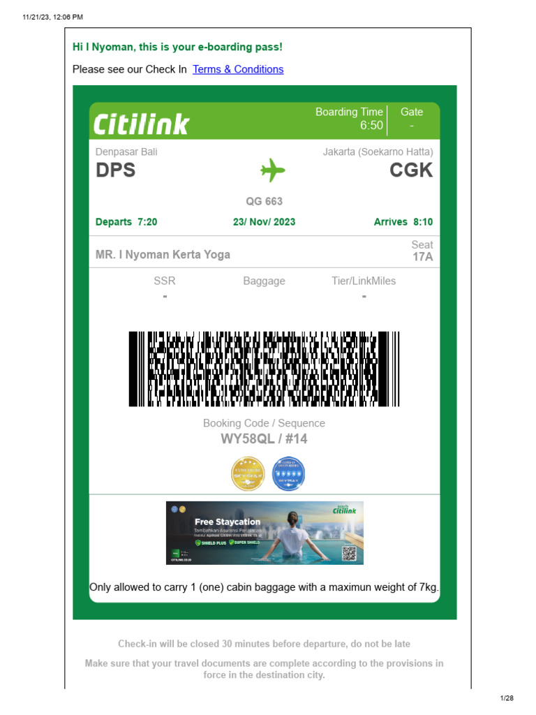 Boarding Pass DPS PLM | Download Free PDF | Transport | Aviation