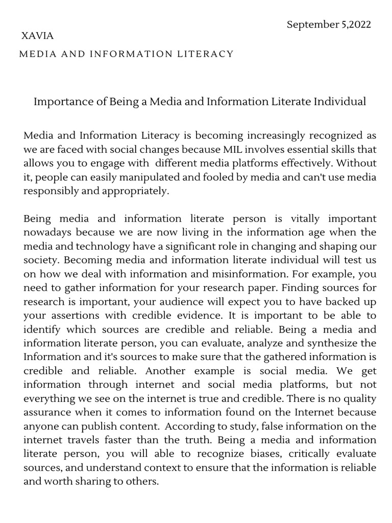 Importance of Media Literacy Today | PDF