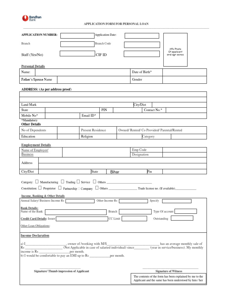PL App Form | Download Free PDF | Banks | Loans