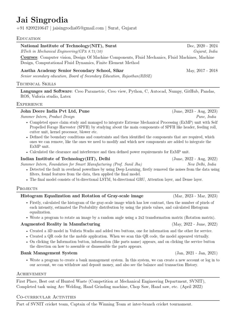 Jai Singrodia Resume 1700717759 | PDF | Computing | Computer Science