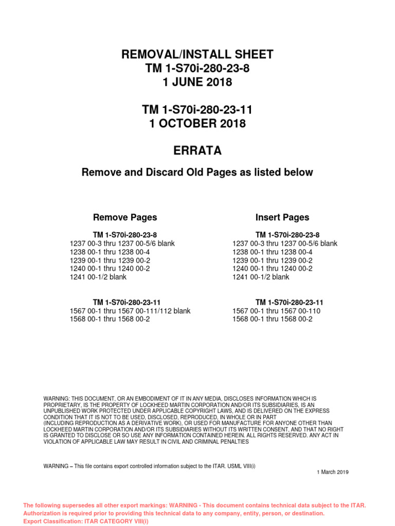 TM 1-S70i-280-23 - ERRATA | PDF
