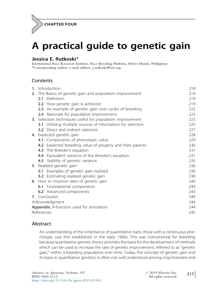 Chapter Four A Practical Guide To Genetic Gain | PDF | Plant Breeding | Heritability