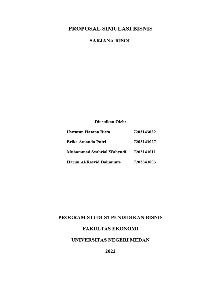Proposal Risol Mayo Simbis | PDF | Ilmu Sosial