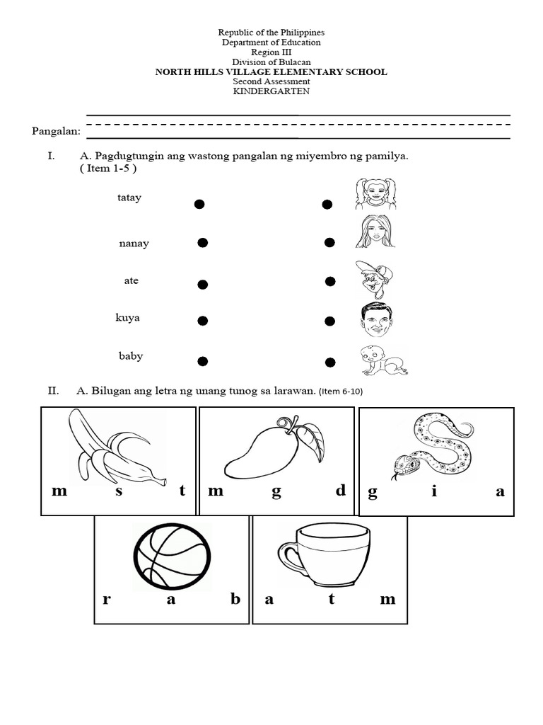 2nd Periodical Test KINDER 1 | PDF
