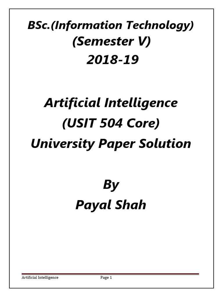 Artificial Intelligence Paper Solution May 2019 | PDF | Genetic ...