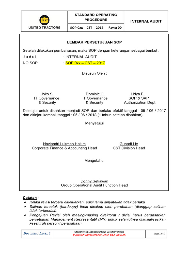 SOP 002 - Internal Audit_Rev 2017 Ok | PDF