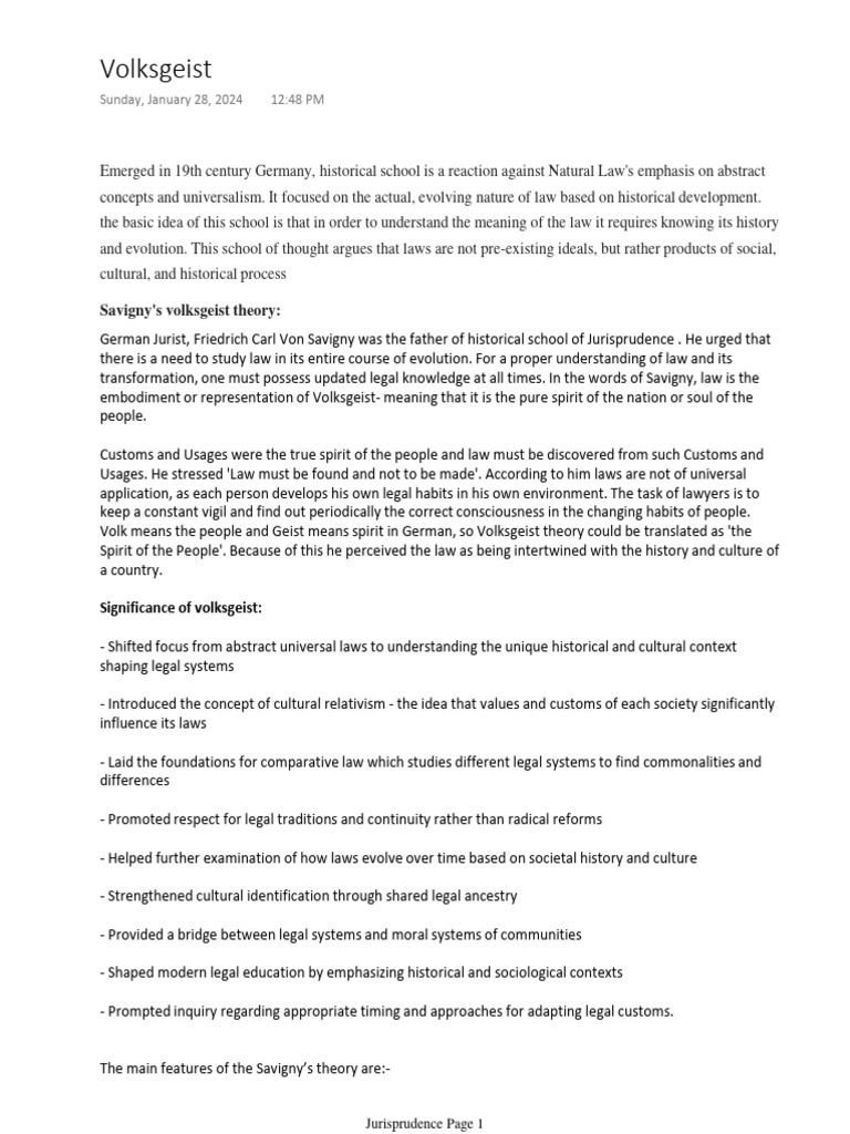 Volksgeist (As PDF | PDF | Jurisprudence | Applied Philosophy