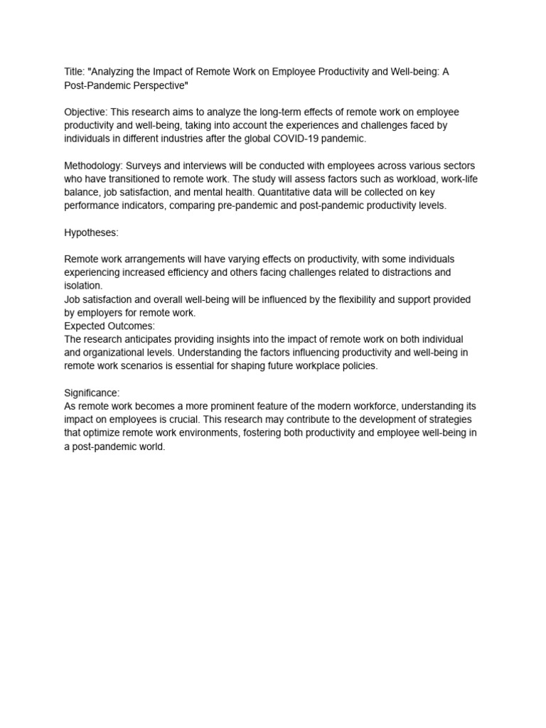 Remote Work's Impact on Employees | PDF