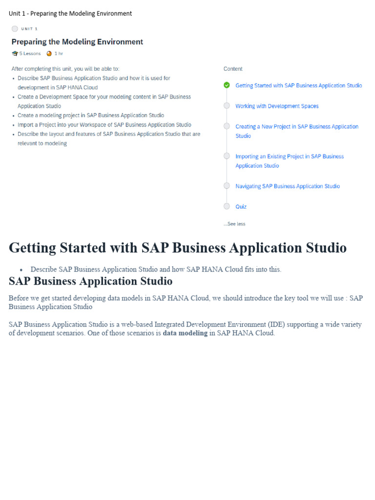 SAP HANA Cloud - Modeling Deep Dive - Unit 1 | PDF | Integrated Development Environment ...