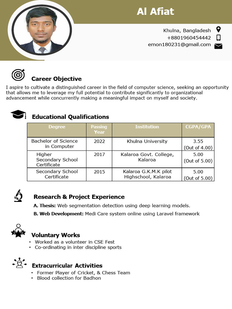 Emon CV CSE 18 31 | PDF | Learning | Computing