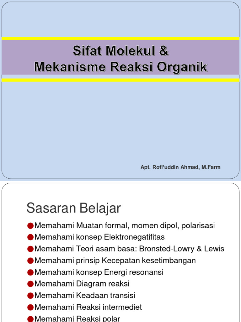 Sifat Molekul Dan Mekanisme Reaksi Organik | PDF Sifat Molekul Dan Mekanisme Reaksi Organik | PDF