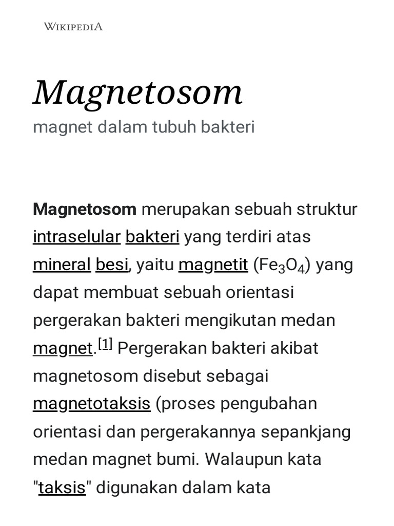 Magnetosom - Wikipedia Bahasa Indonesia, Ensiklopedia Bebas | PDF