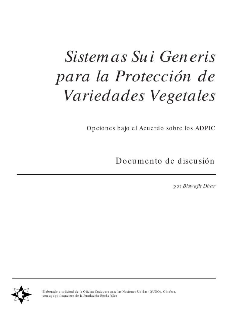 Sui Generis Systems For Plant Variety Protection Spanish | PDF