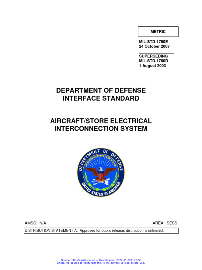 MIL-STD-1760E Interface Standard | PDF | Alternating Current | Optical ...