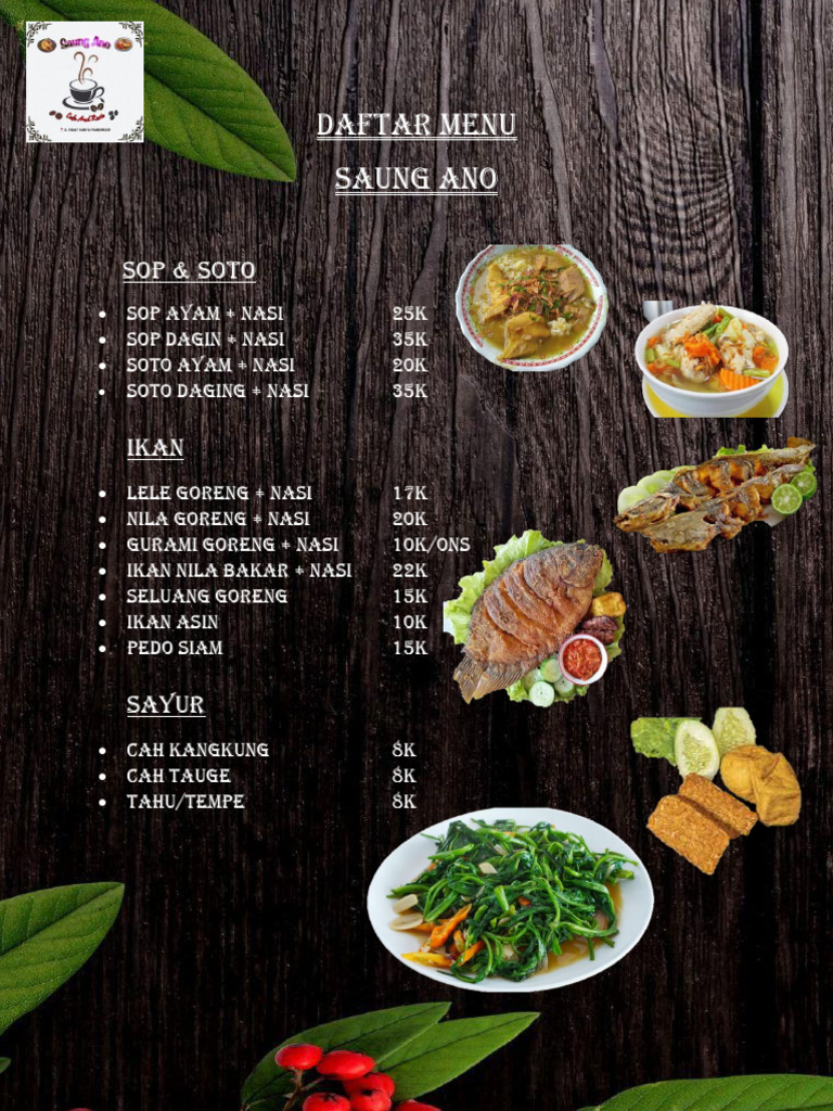 Daftar Menu SOP IKAN AYUR | PDF | Memasak, Makanan, & Anggur ...