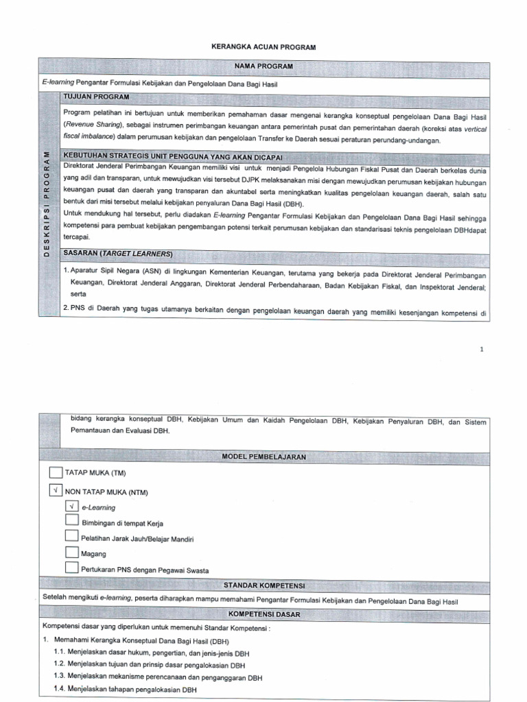 Kap E-Learning Pengantar Formulasi Kebijakan Dan Pengelolaan Dana Bagi Hasil | PDF