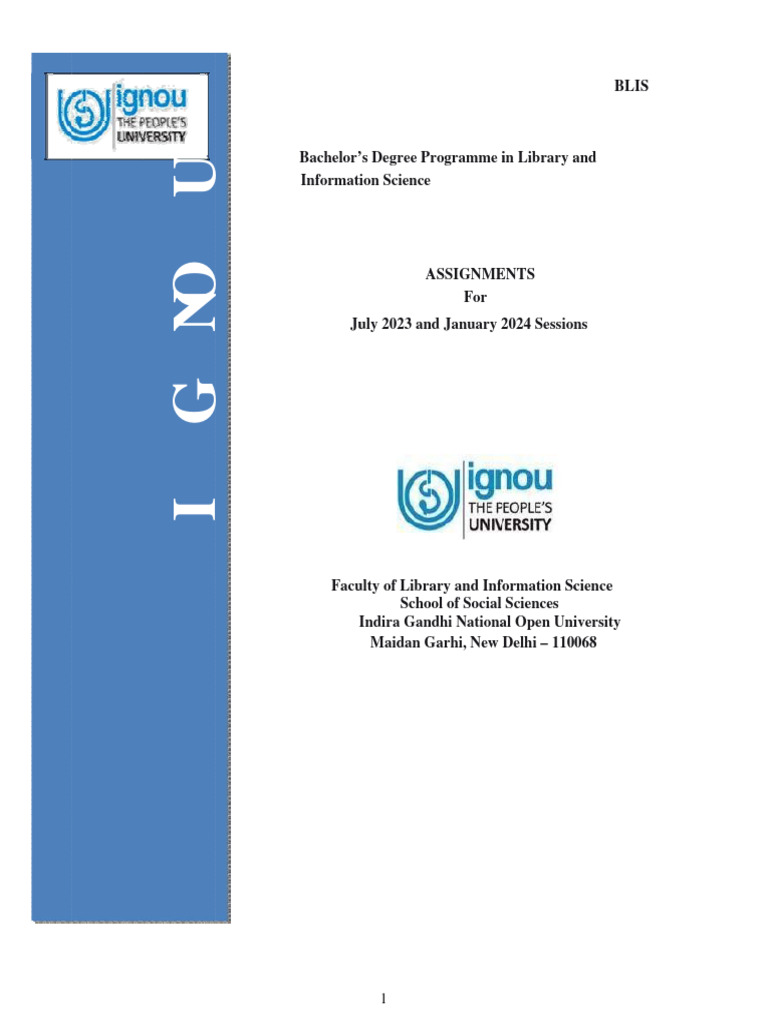 BLIS Assignments July 2023-jAN 2024 - 1 | Download Free PDF | Libraries | Databases