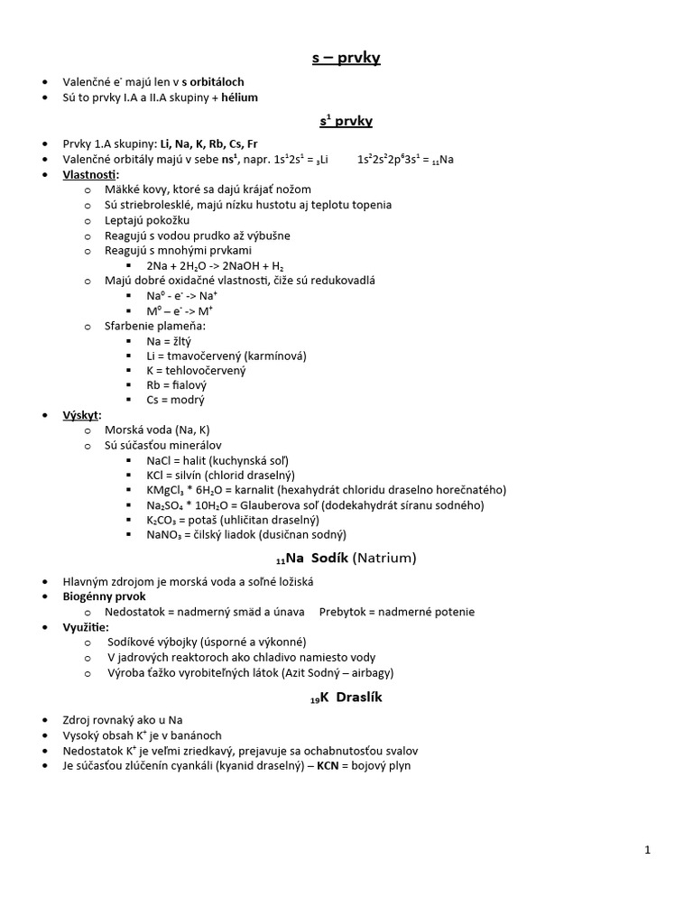 2che - 2 (S-Prvky) | PDF