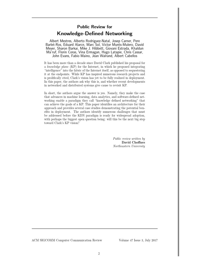 Knowledge Defined Networking | PDF | Computer Network | Routing