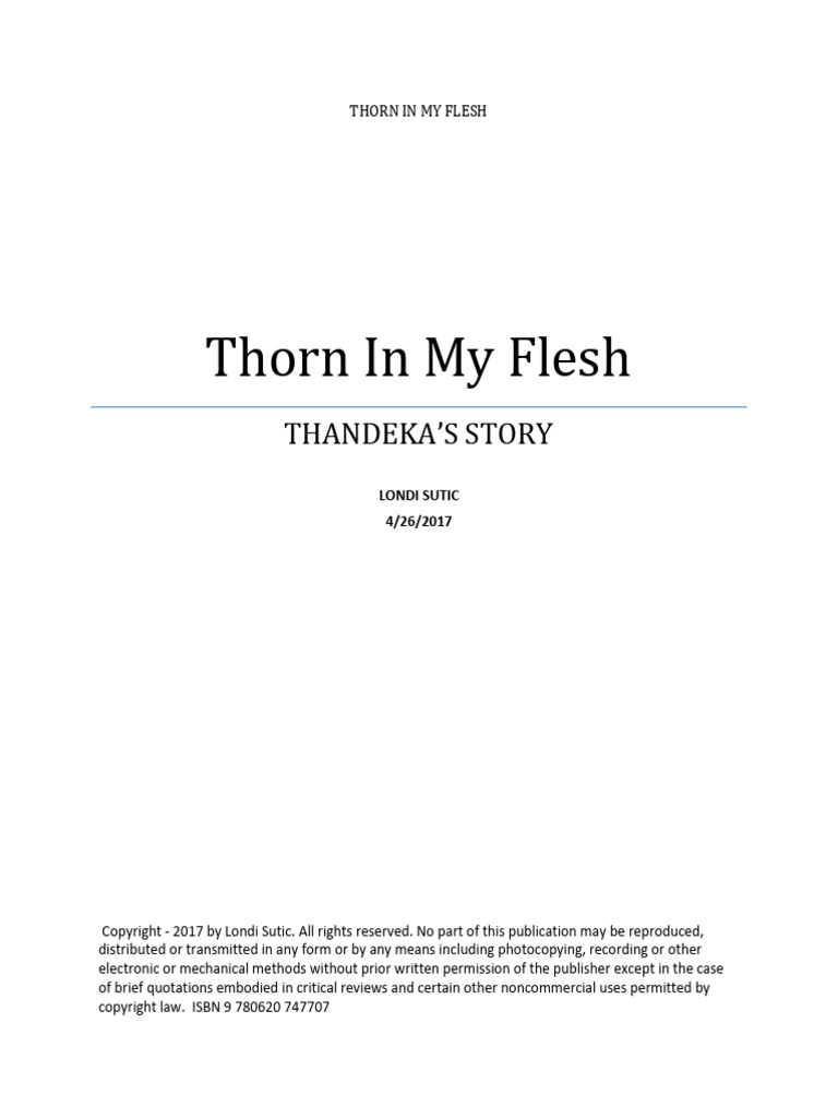 Thorn in My Flesh - Thandeka's Story | PDF | Rape