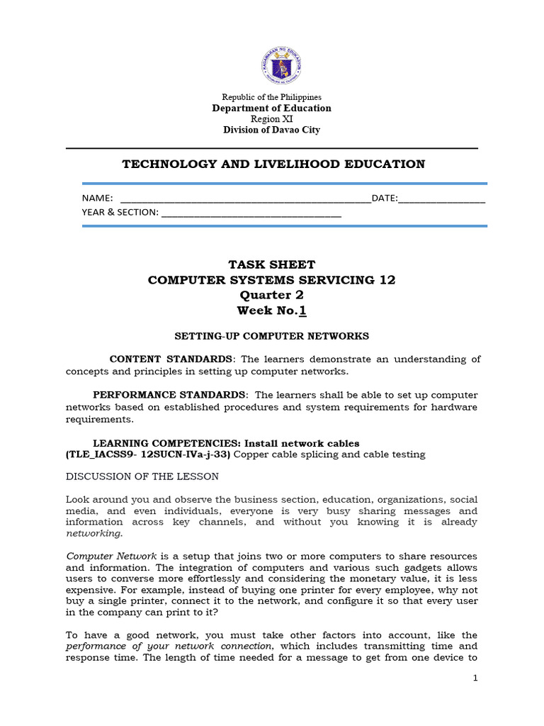 G12 LAS Q2 W1a - LO1 Install Network Cables - Copper Cable Splicing ...