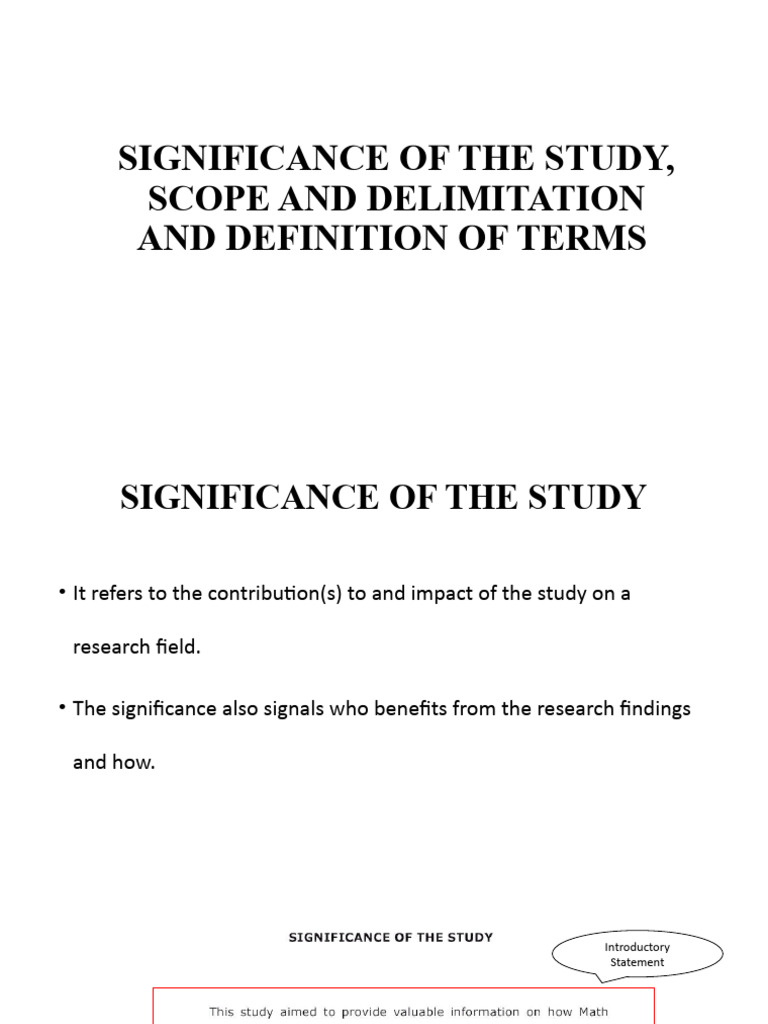 Significance, Scope and Definition | PDF