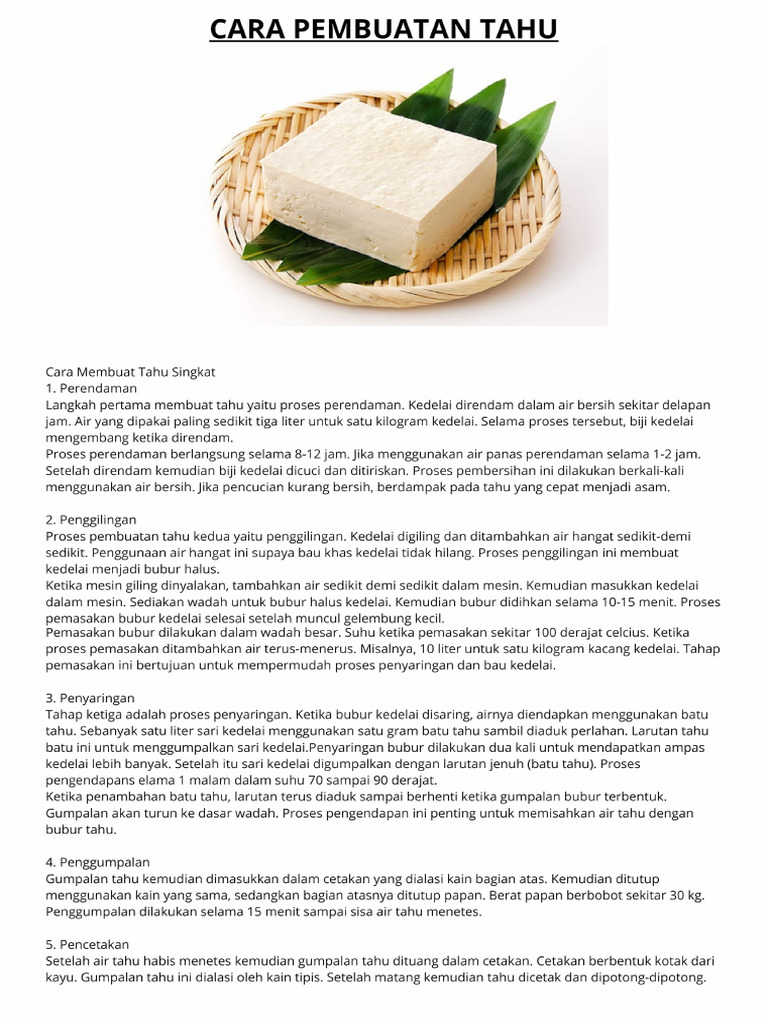 Cara Membuat Tahu Singkat 1. Perendaman Langkah Pertama Membuat Tahu Yaitu - 20240124 - 191554 ...