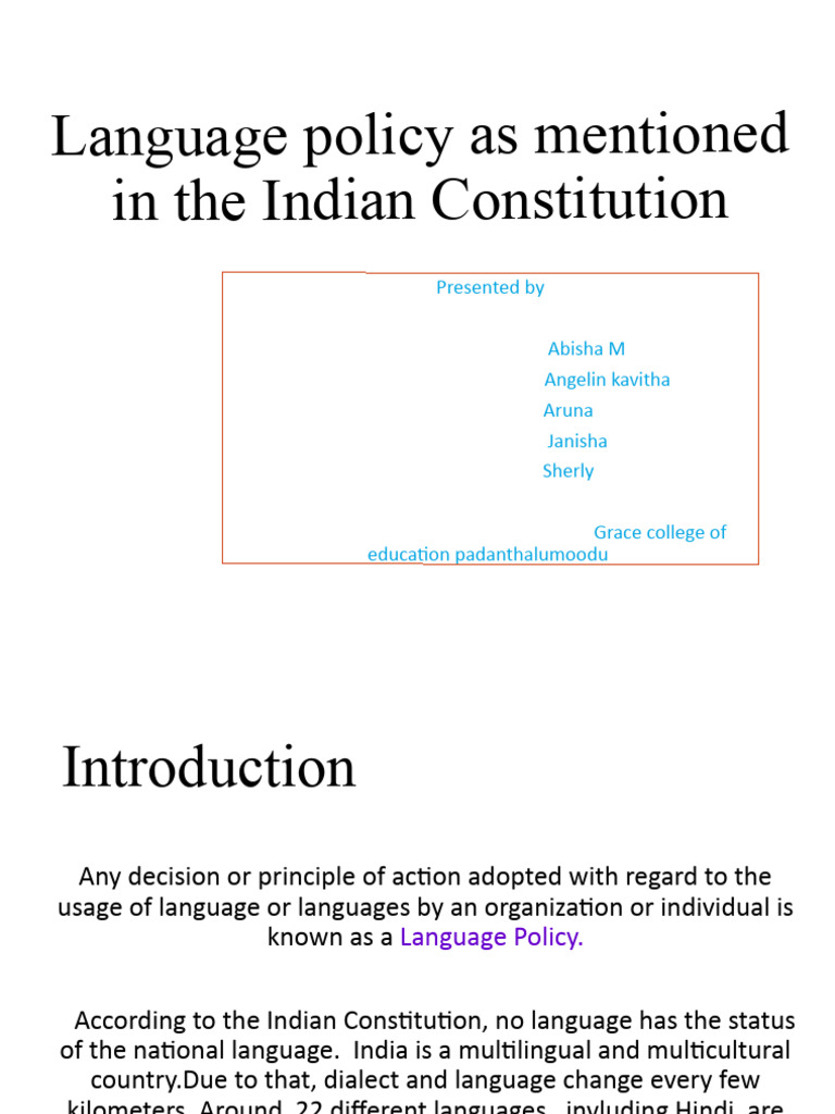 Language Policy in the Indian Constitution | PDF | Public Law | Legal ...
