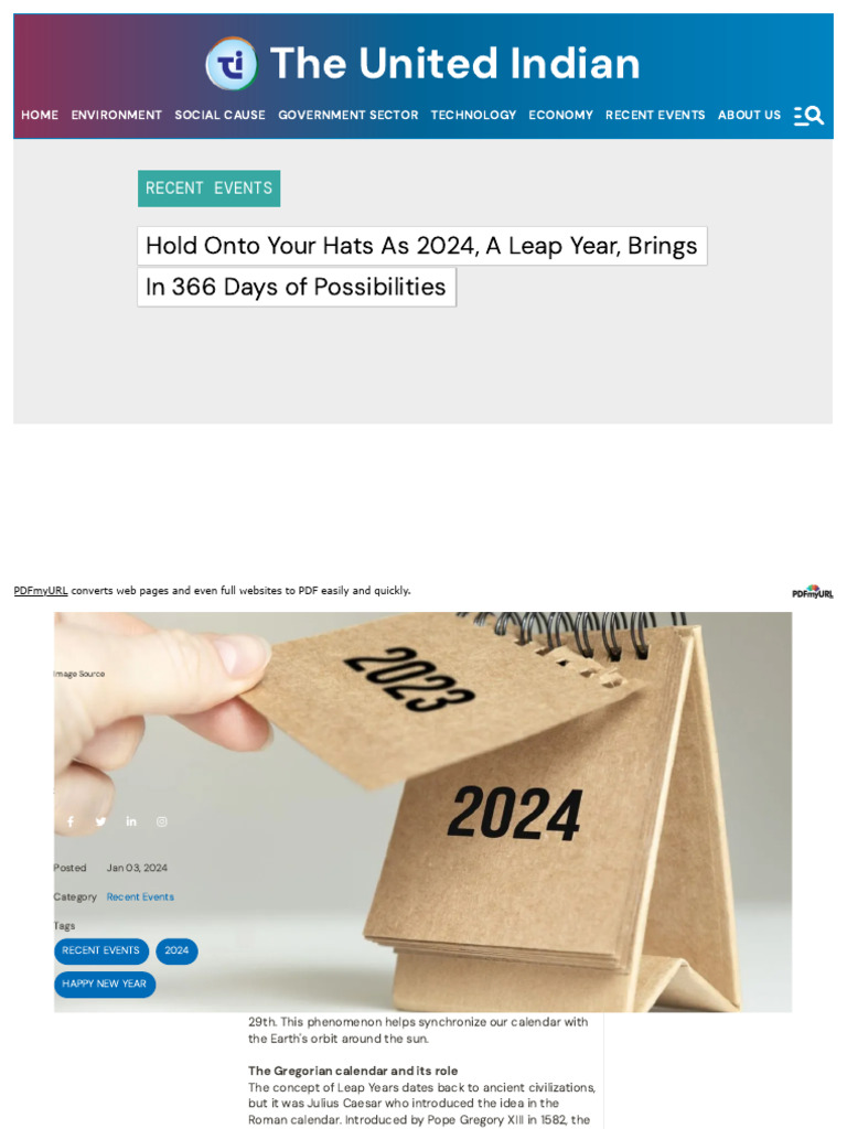 2024 A Leap Year | PDF | Calendar | Orbit